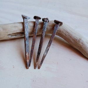 Vintage Wrought Iron Nails, Iron Nails, Blacksmith Nails, Rusty Metal ...