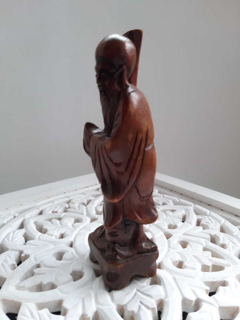 Vintage Figure of a Chinese Priest. Hand Carved Wooden Figure - Etsy