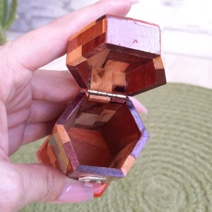 Vintage Wooden Toothpick Box, Mother of Pearl Lid, Wooden Mosaic ...