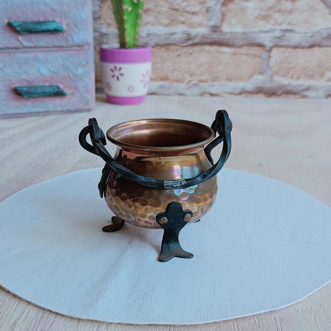 Wrought Copper Cauldron, Small Copper Pot With Handle, Wrought Copper ...