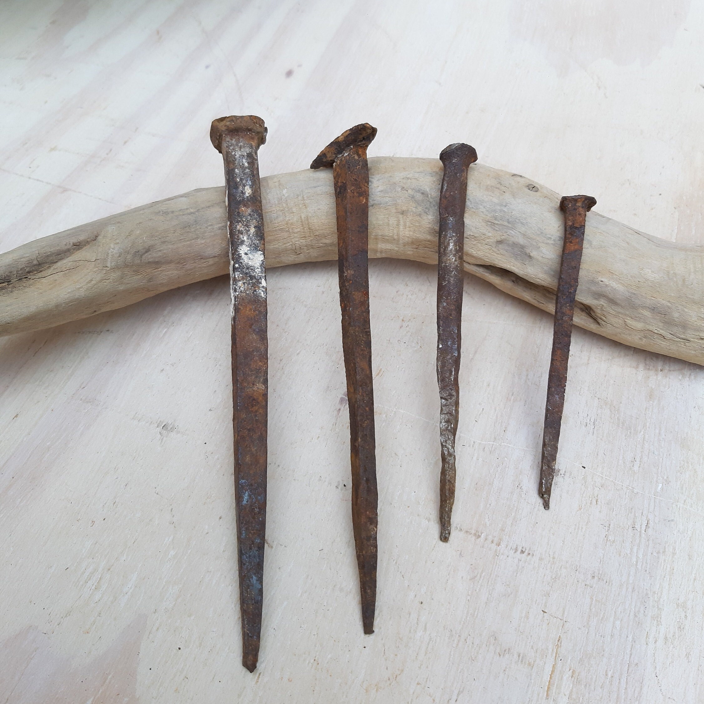 Vintage Wrought Iron Nails, Large Iron Nails, Blacksmith Nails, Rusty ...