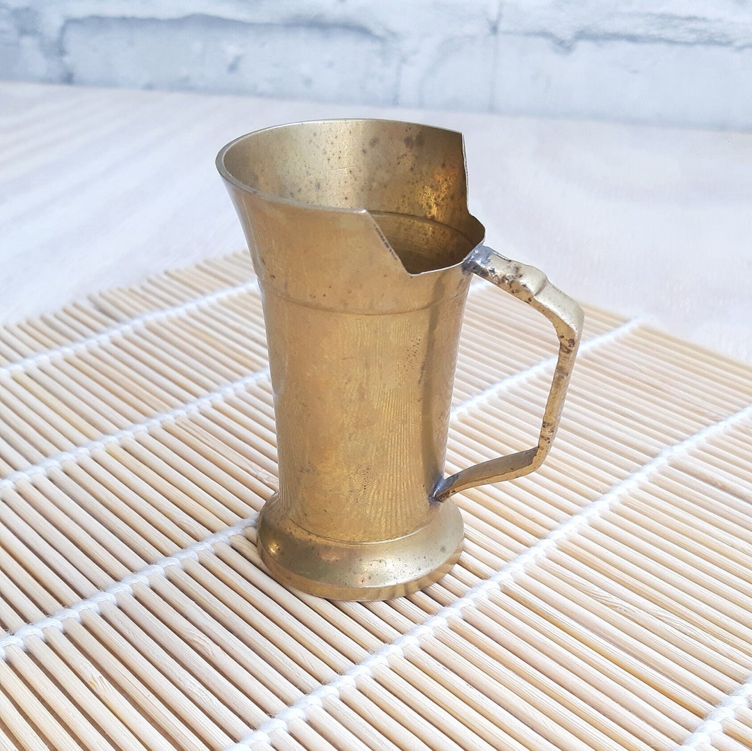 Vintage Brass Measuring Jug, Old Small Measuring Cup With Handle, Bar ...