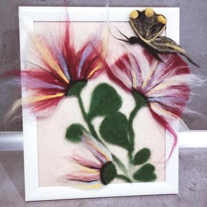 Wool Painting,wool Flowers,needle Felted Art,fiber Painting,wool Decor ...