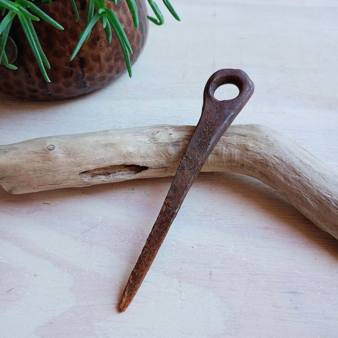 Hand Forged Wedge, Iron Nail With Hole, Rusty Nail, Old Metal Tool - Etsy