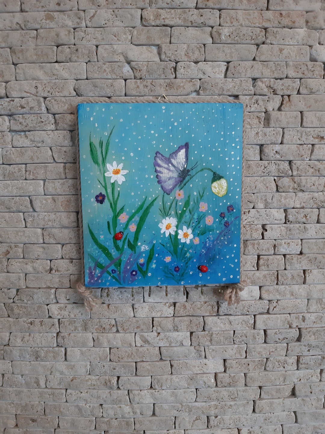 Wooden Key Hanger. Key Holder for Wall. Family Hanger. Painted Board ...