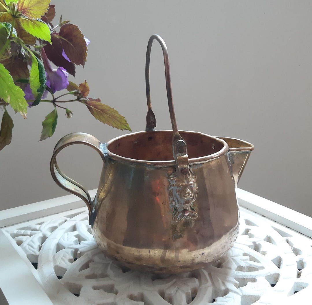 Vintage Brass Jug. Brass Jug With Handles, Brass Kitchenware. Rustic ...