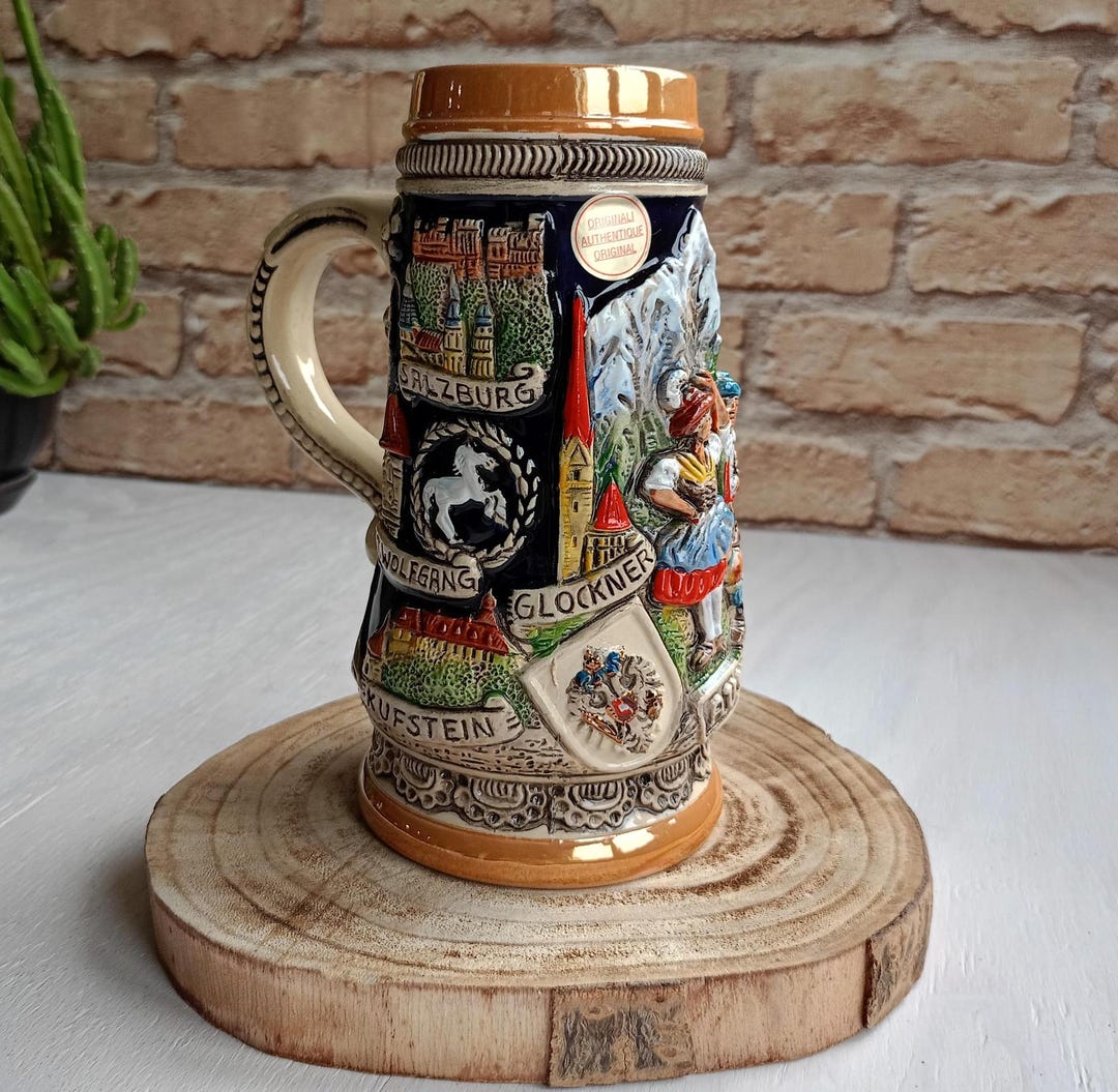 Retro Ceramic Beer Mug, Beer Stein, Handarbeit King Austria Hand ...