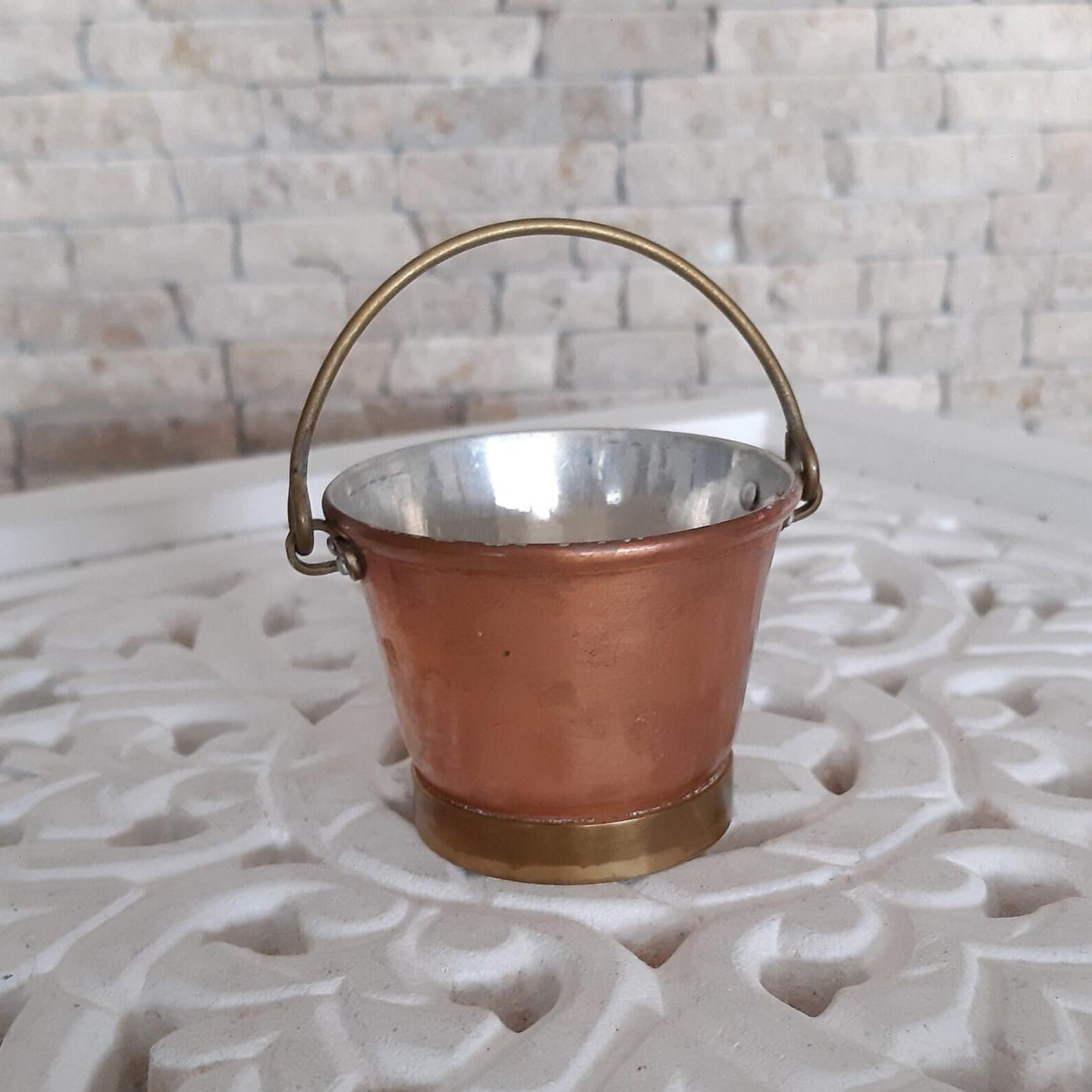 Mini Copper Bucket, Decorative Copper Vessel, Rustic Copper Decor ...