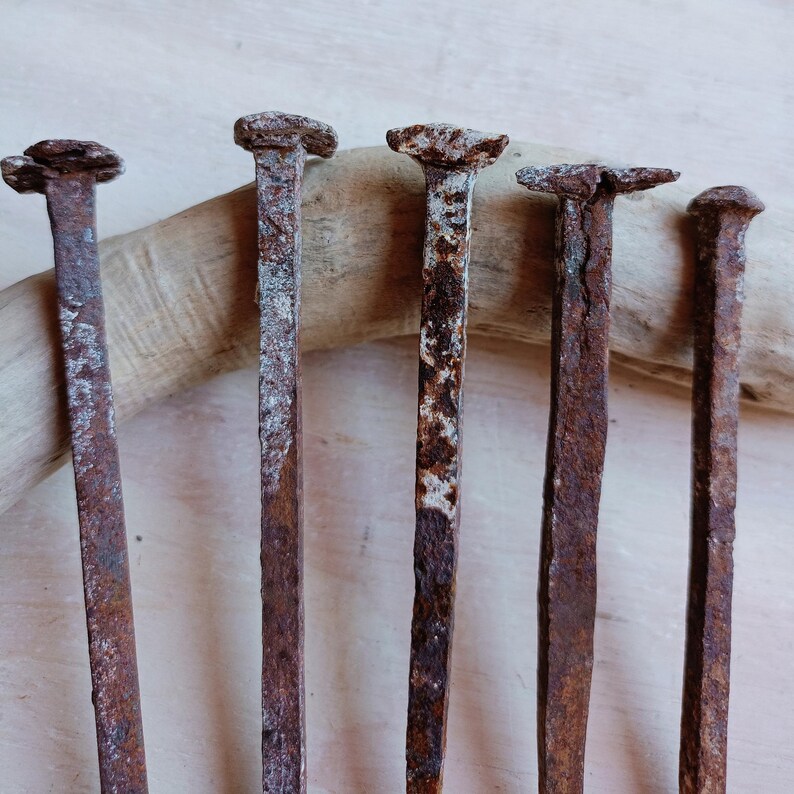 Vintage Wrought Iron Nails, Iron Nails, Blacksmith Nails, Rusty Metal ...