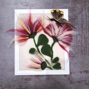 Wool Painting,wool Flowers,needle Felted Art,fiber Painting,wool Decor ...