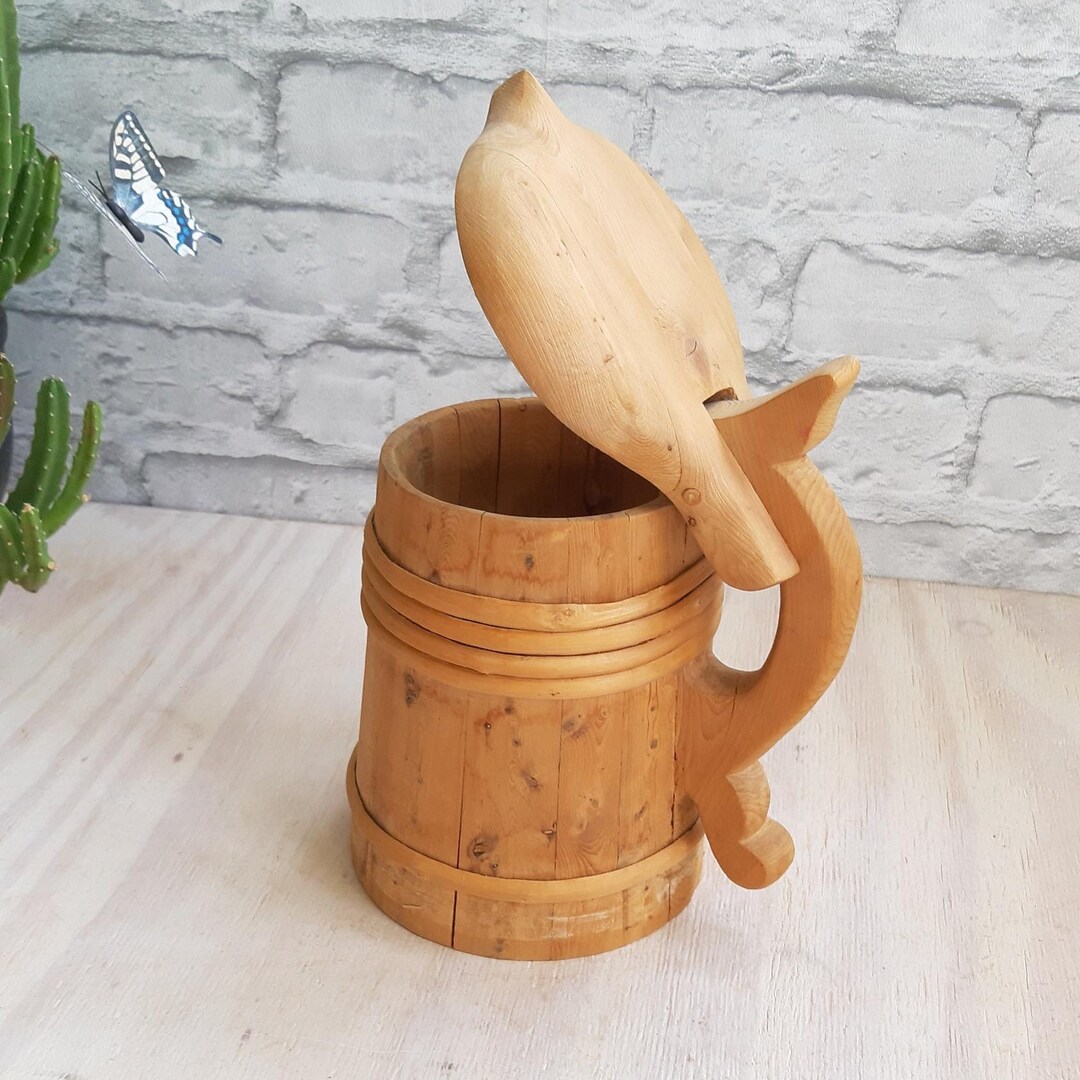 Large Swedish Wooden Cup With a Lid, Bent Wood, Handmade Scandinavian ...