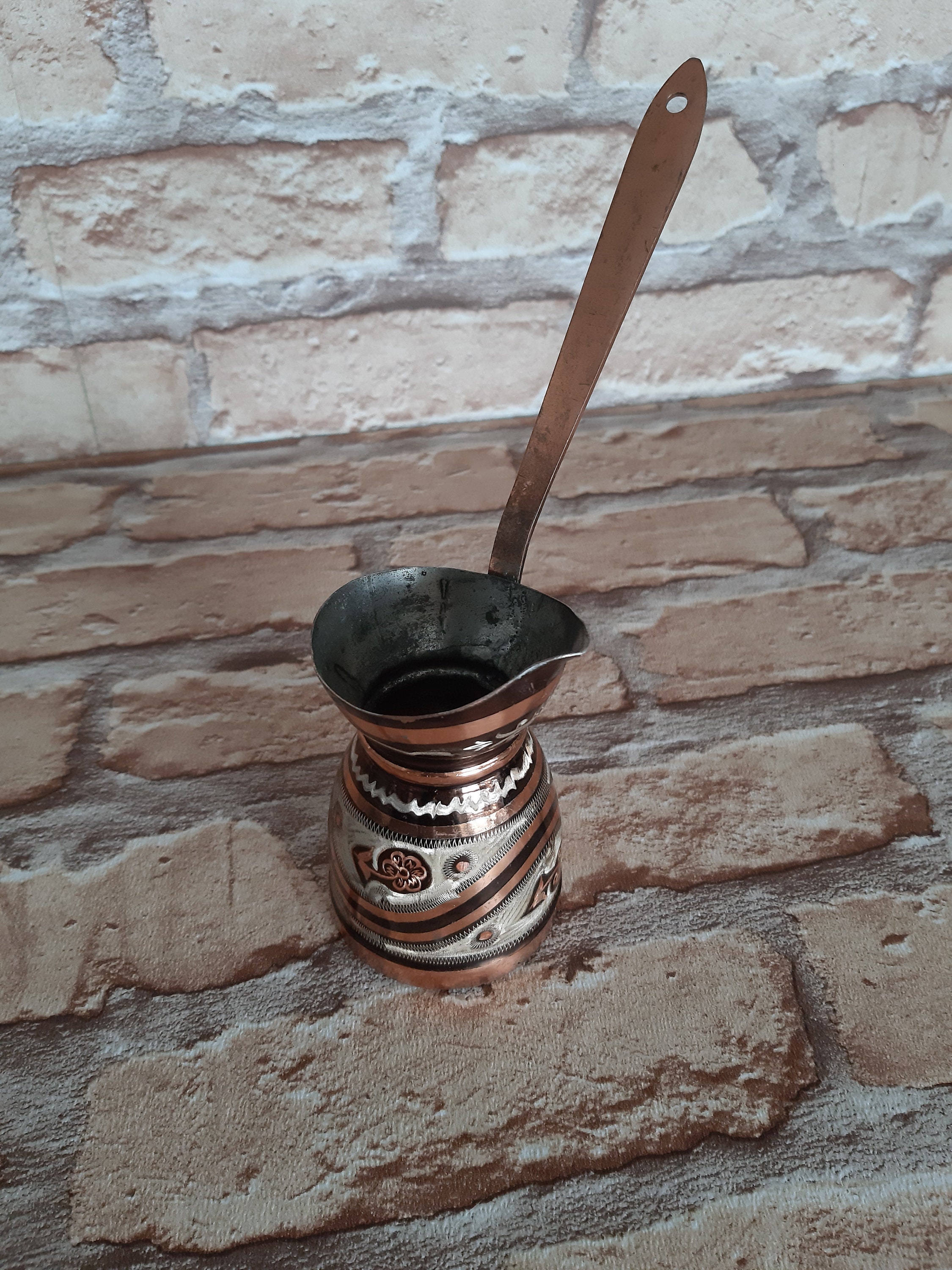 Retro Engraved Cezve. Copper Coffee Pot. Turkish Cezve. Hand-engraved ...