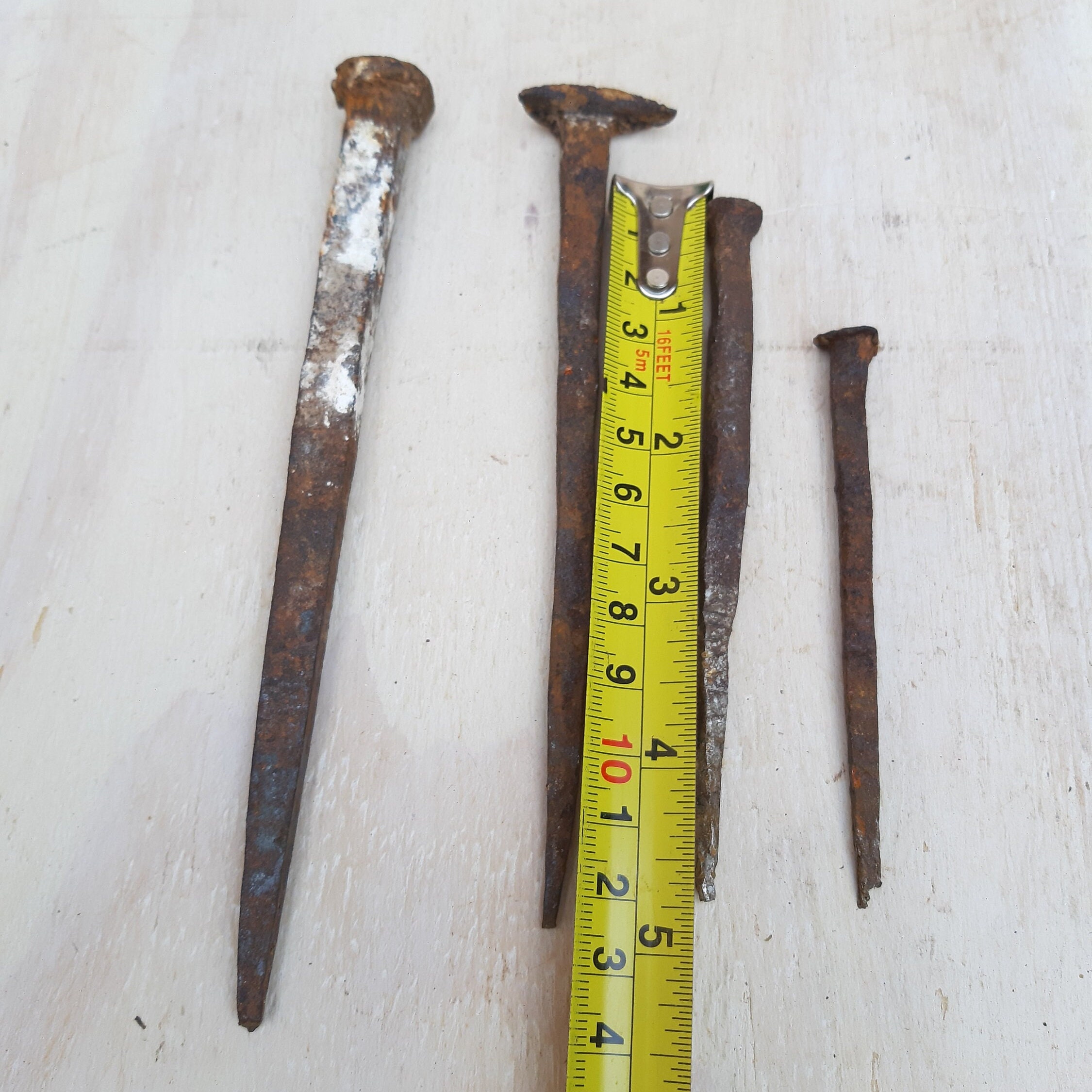Vintage Wrought Iron Nails, Large Iron Nails, Blacksmith Nails, Rusty ...