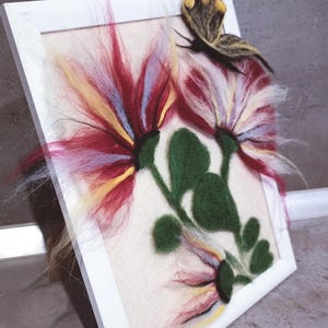 Wool Painting,wool Flowers,needle Felted Art,fiber Painting,wool Decor ...