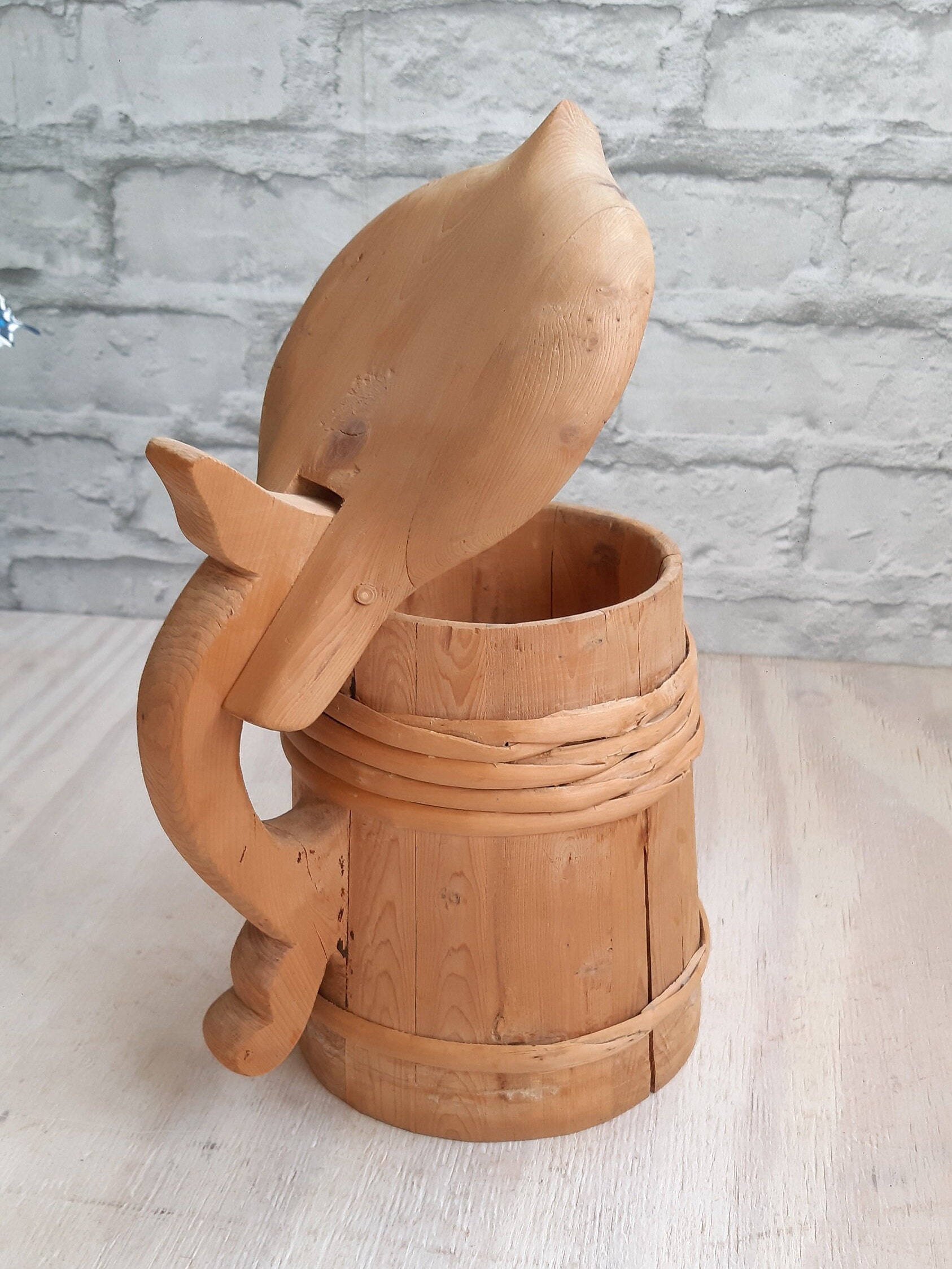 Large Swedish Wooden Cup With a Lid, Bent Wood, Handmade Scandinavian ...