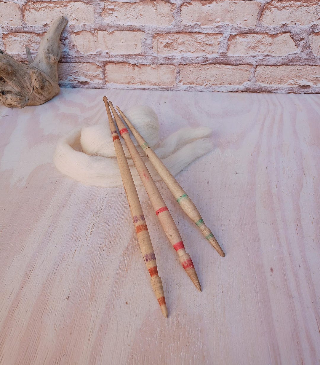 Vintage Wool Spindles, 3old Wooden Spindles, Wool Spinning, Rustic Home ...