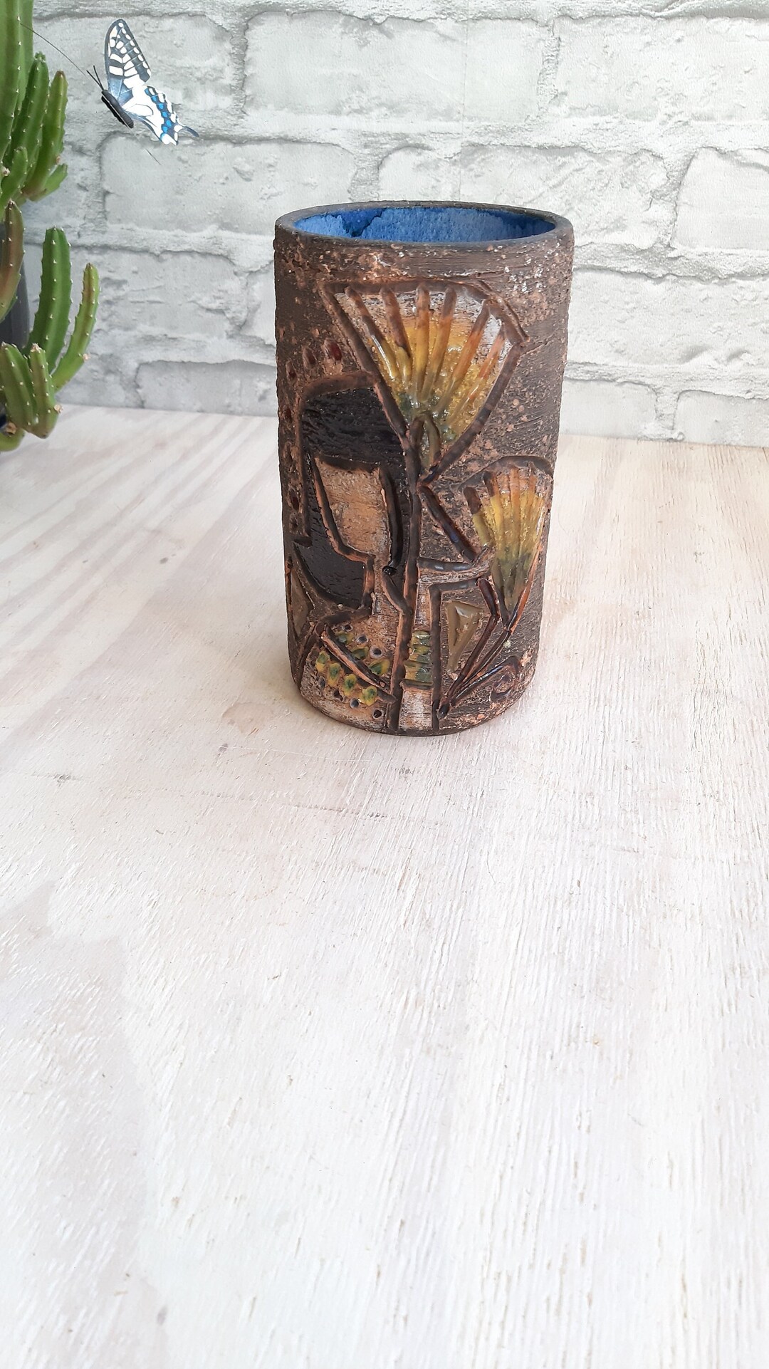 Clay Vase Handmade, West German Ceramics, Sand Glazed Vase, Decorative ...