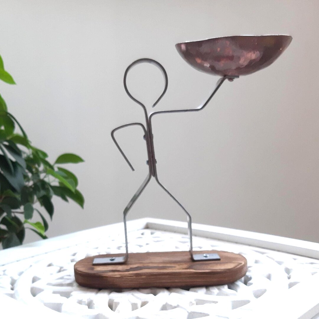 Candle Holder With Human Figure.retro Metal Candle Holder, Handmade ...