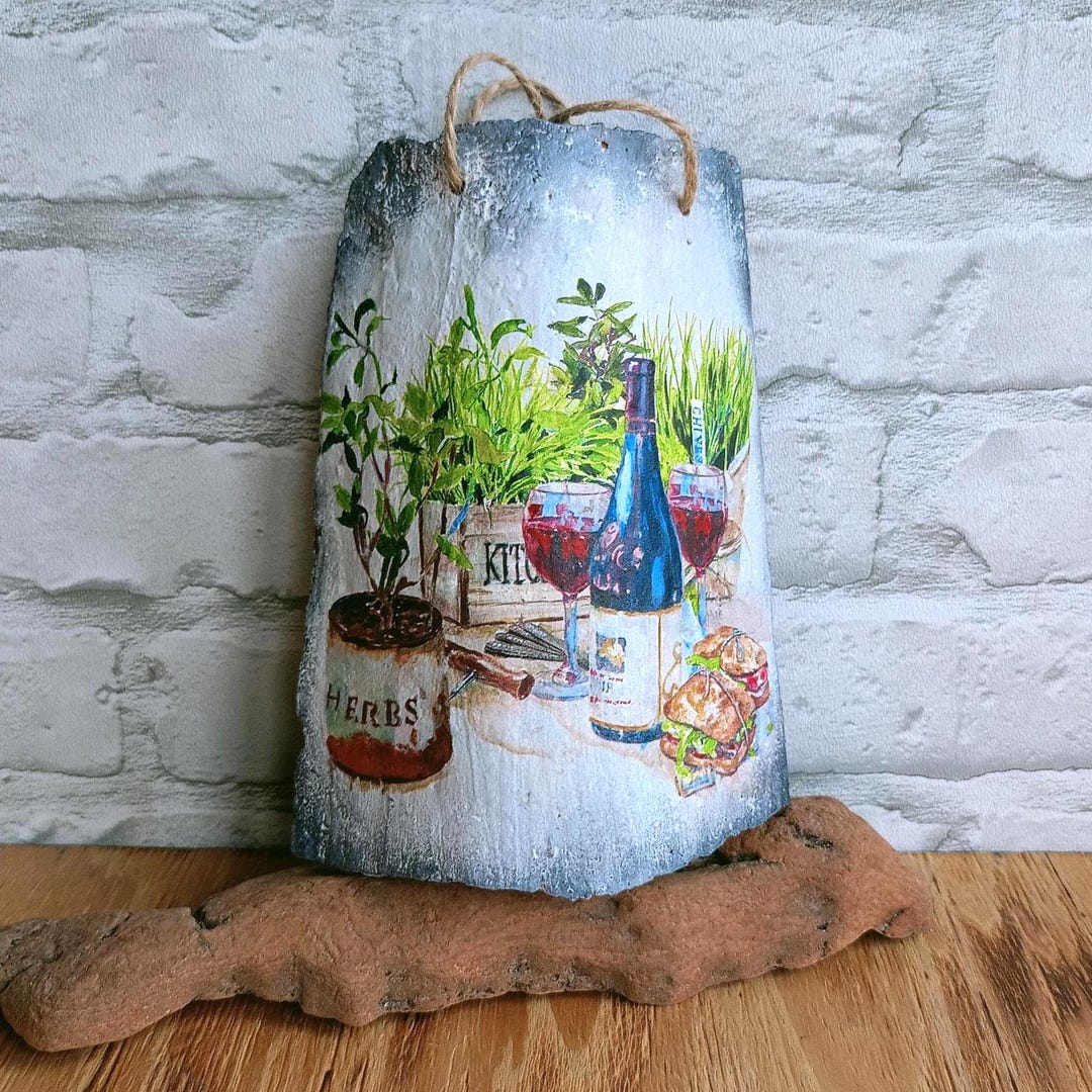 Decoupage on Clay Tiles. Old Decorated Brick. Home Decor - Etsy
