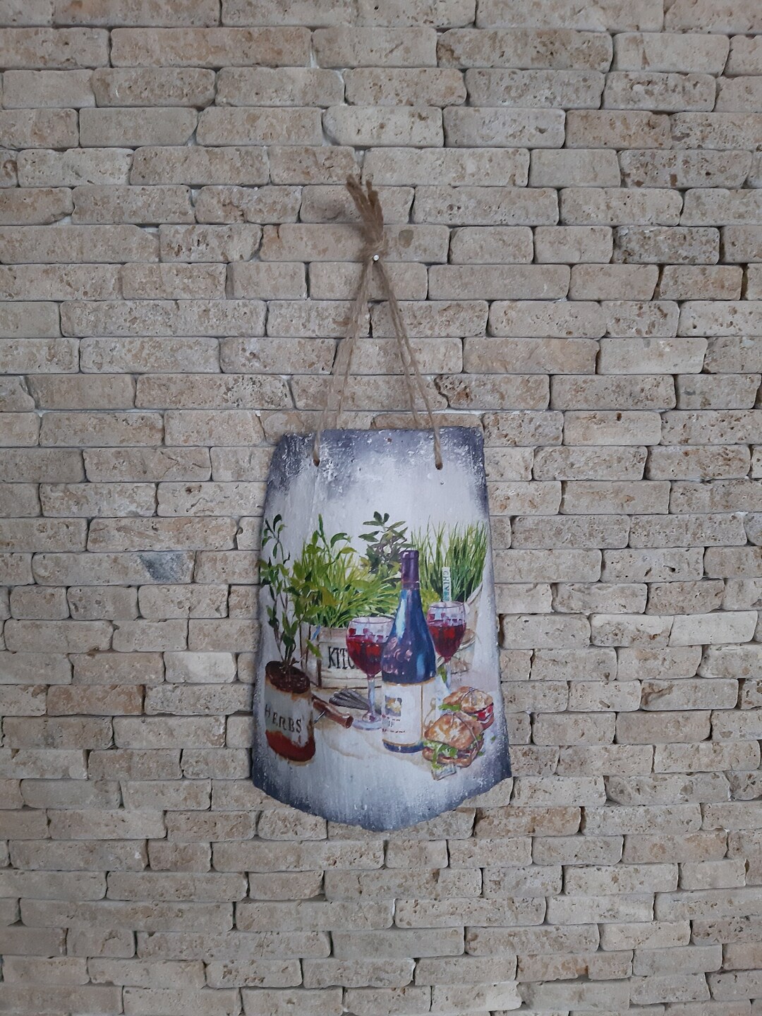 Decoupage on Clay Tiles. Old Decorated Brick. Ceramic Wall Tiles. Home ...