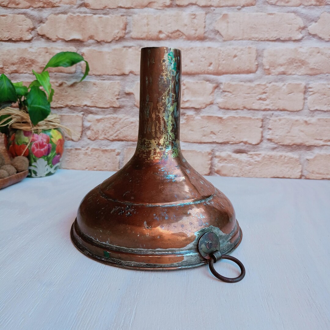 Old Copper Funnel, Large Funnel, Rustic Copper Decor, Copper Tableware ...