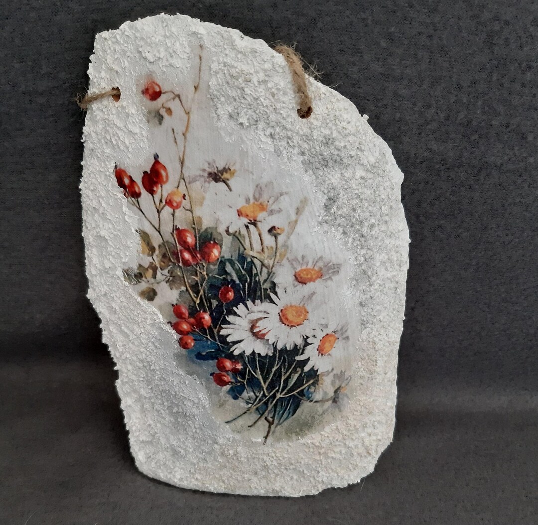 Decoupage Clay Tile Wall Decor, Forest Flowers, 3D Feeling - Etsy