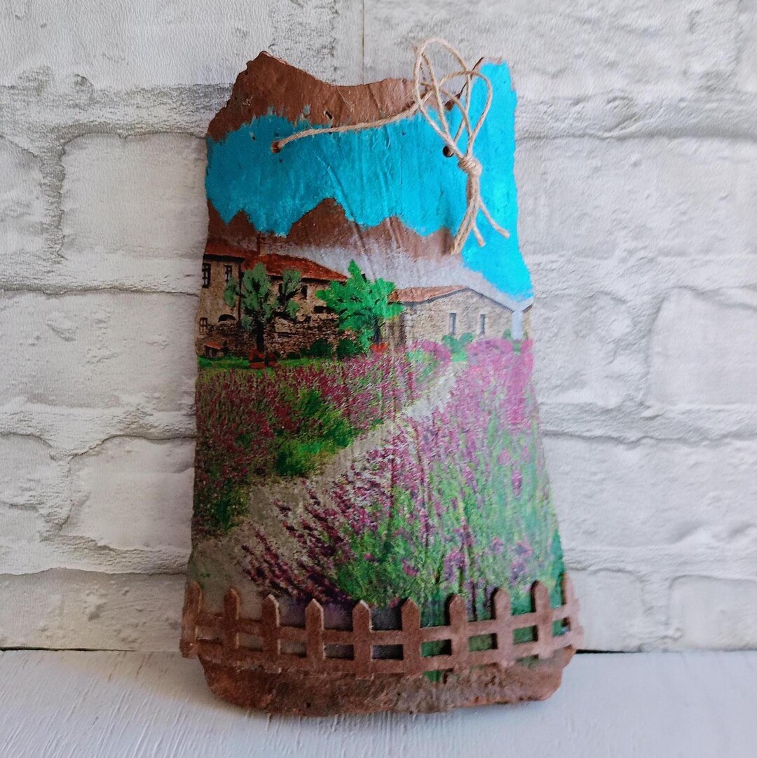 Decoupage on Clay Tiles. Wall Decoration. Home Decor.houses With ...