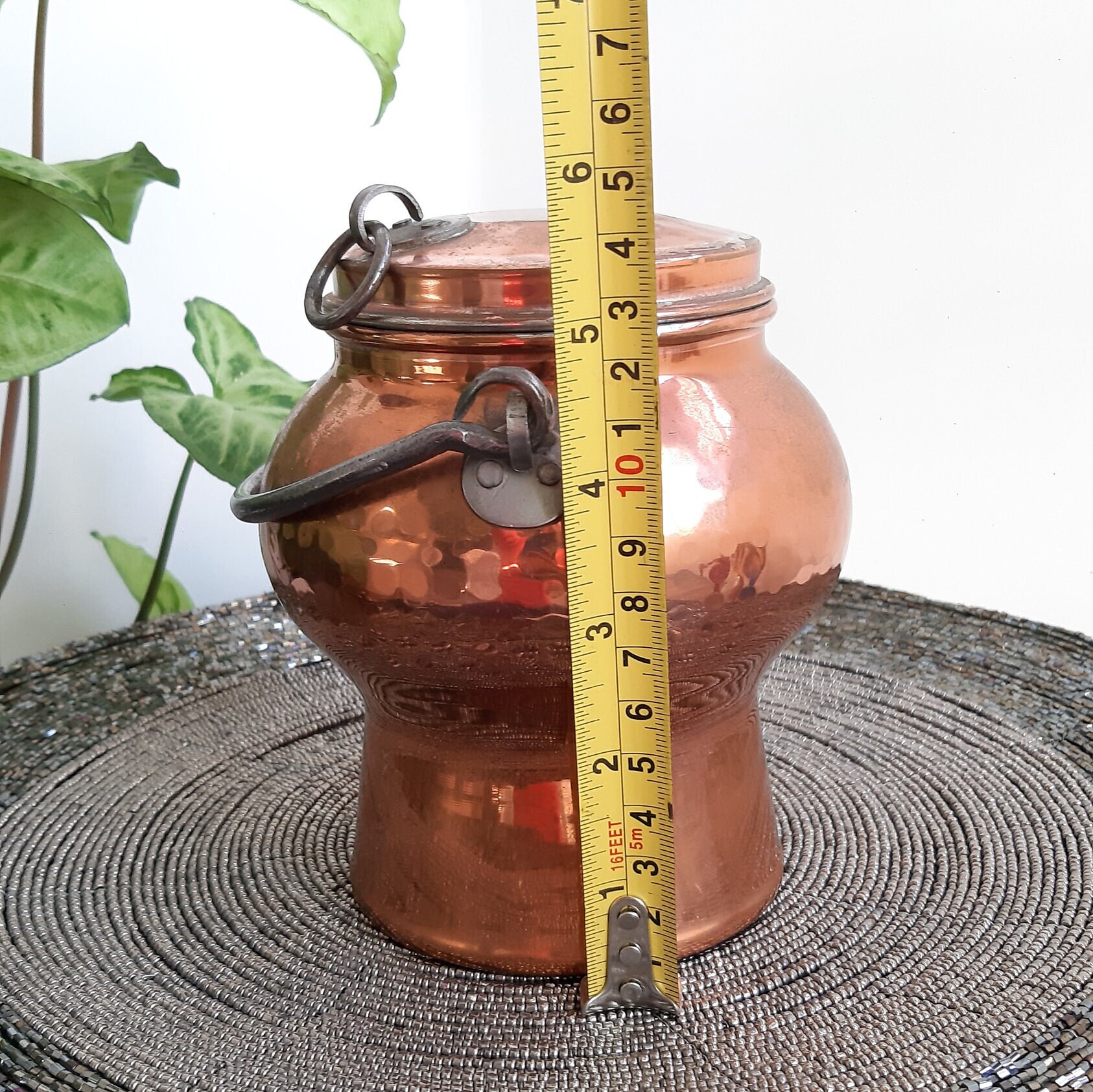 Vintage Copper Jar, Copper Pot With Lid, Rustic Copper Decor, Copper ...