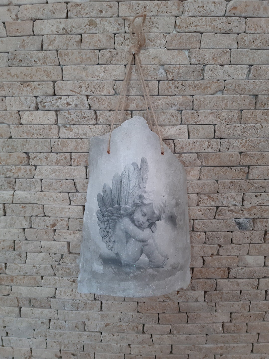 Decoupage sobre tejas de barro. Ladrillo decorado antiguo. Decoración ...