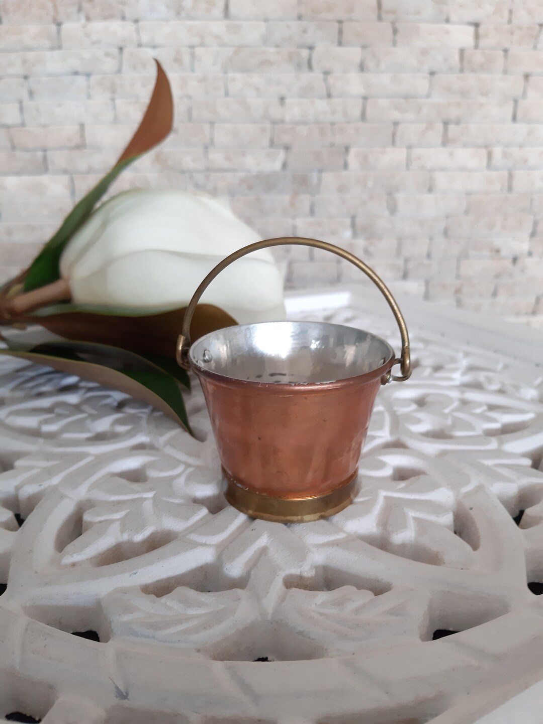 Mini Copper Bucket, Decorative Copper Vessel, Rustic Copper Decor ...