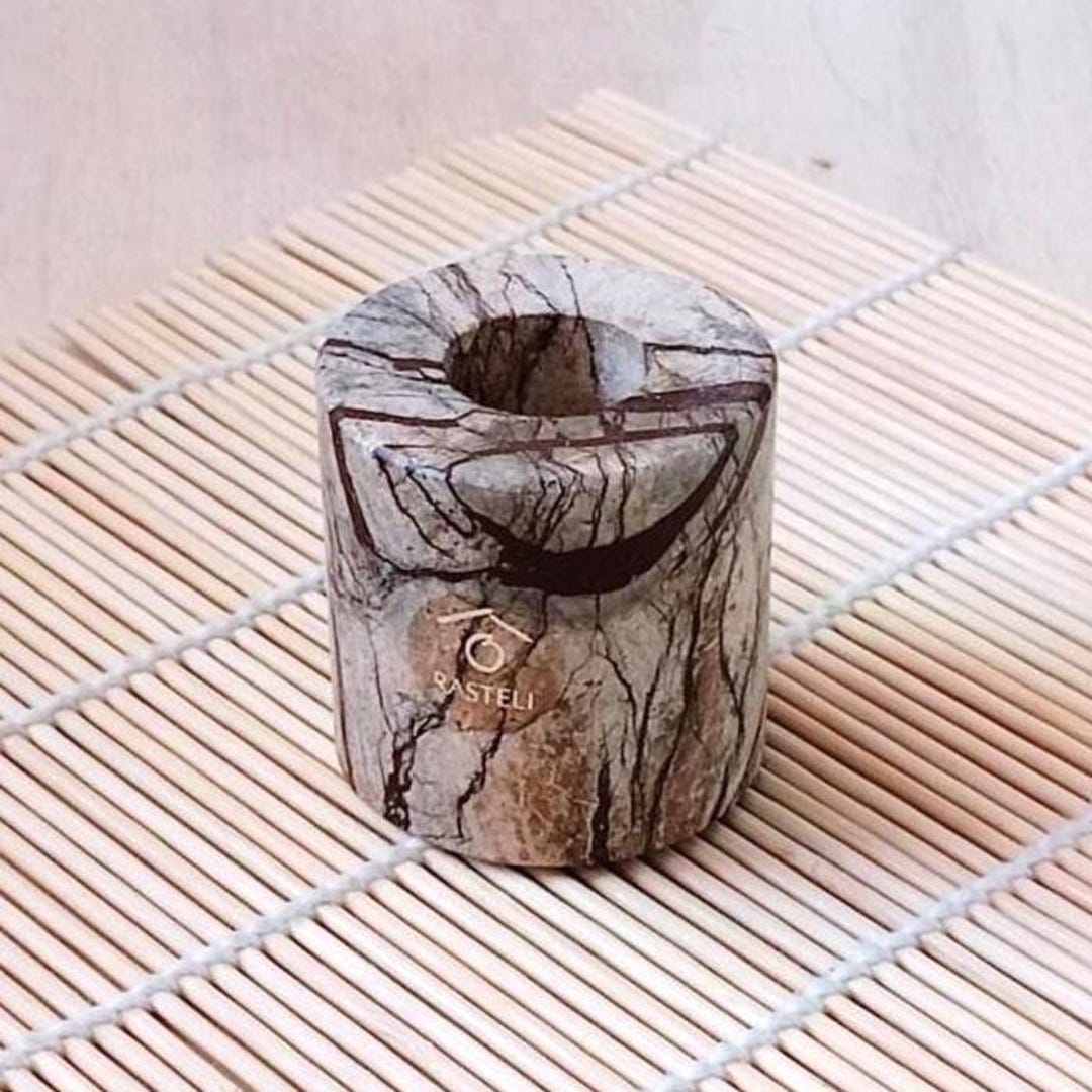 Marble Candlestick, Vintage Natural Stone Candlestick, Rasteli ...