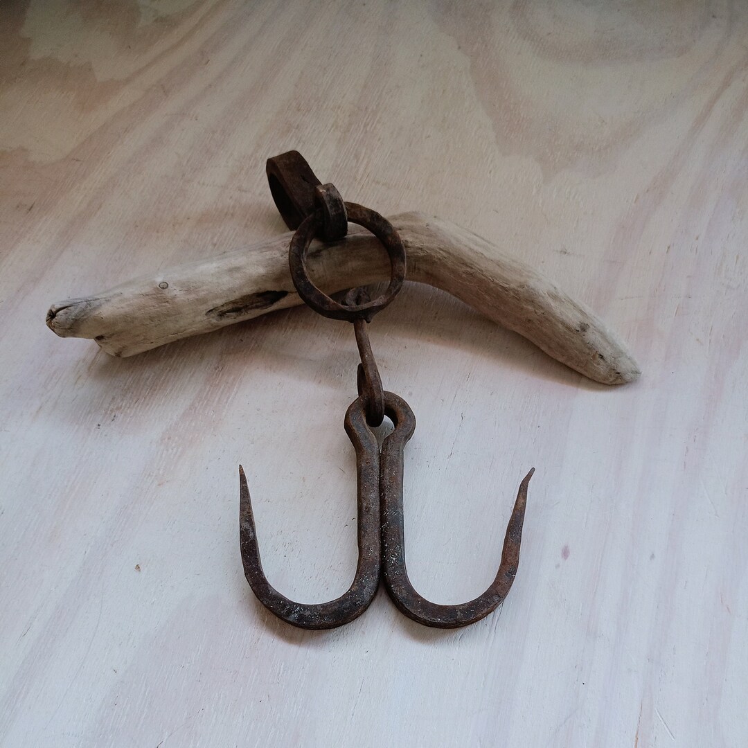 Vintage Hook for Hanging Heavy Objects,primitive Double Hook,hand ...