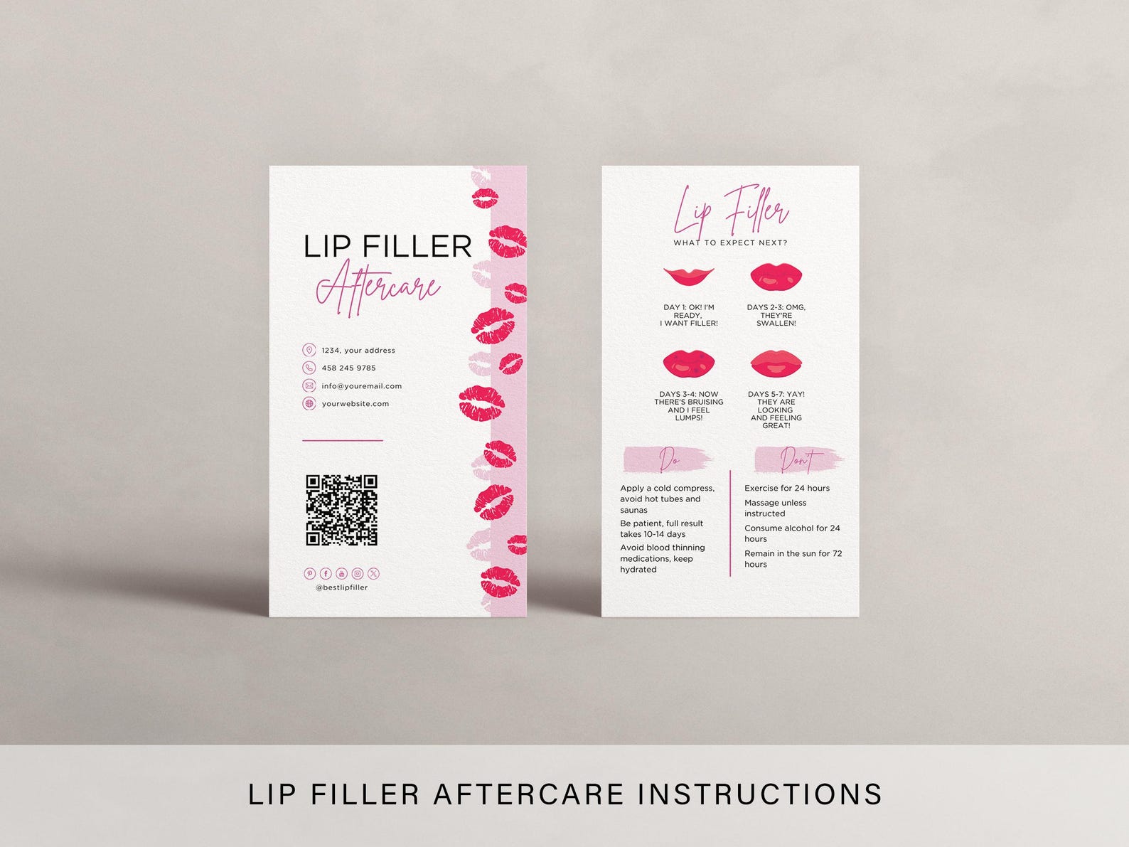 Lip Filler Aftercare Instructions Template | Editable Lip Filler ...