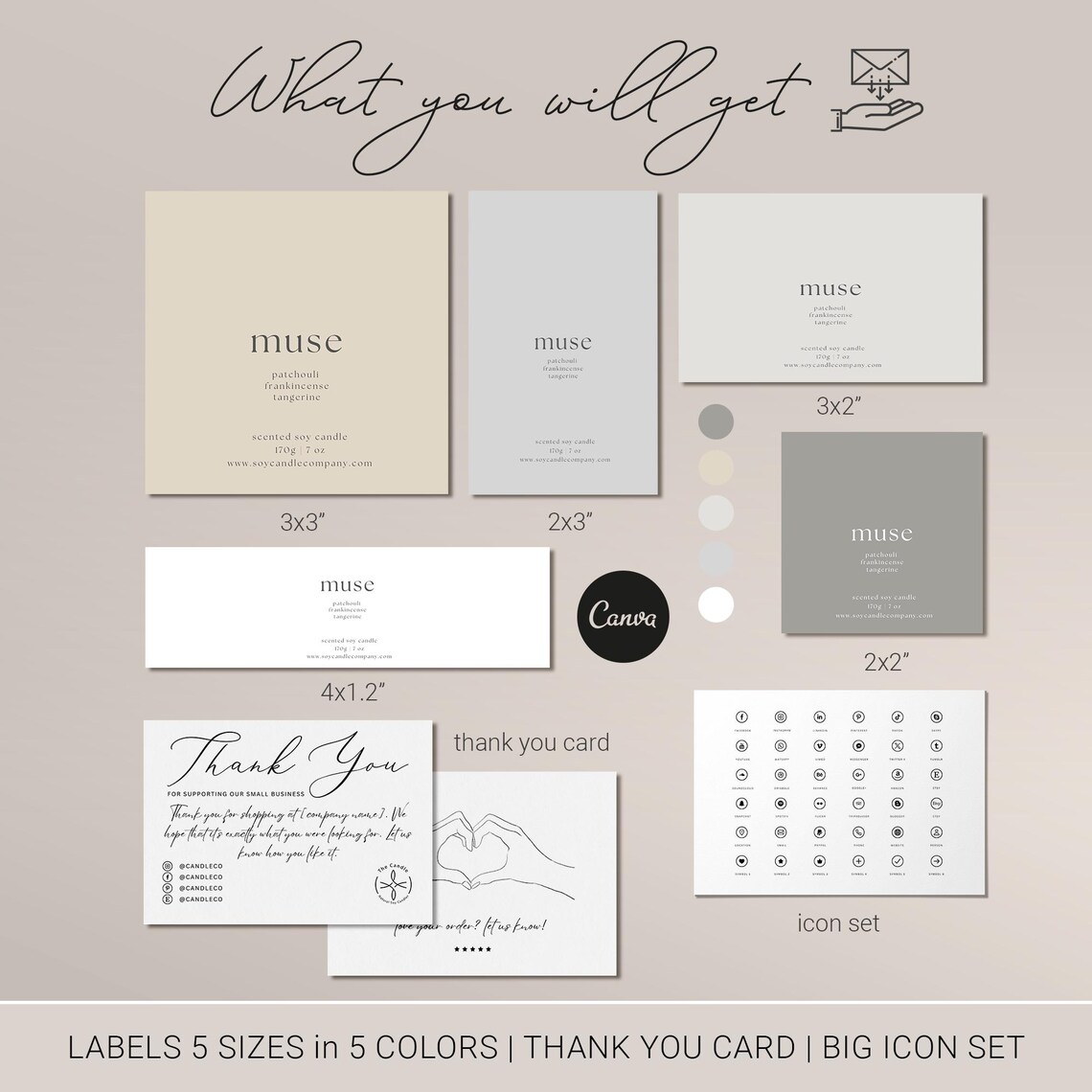 CANVA Candle Label Template, Minimalist Candle Label, Candle Packaging ...