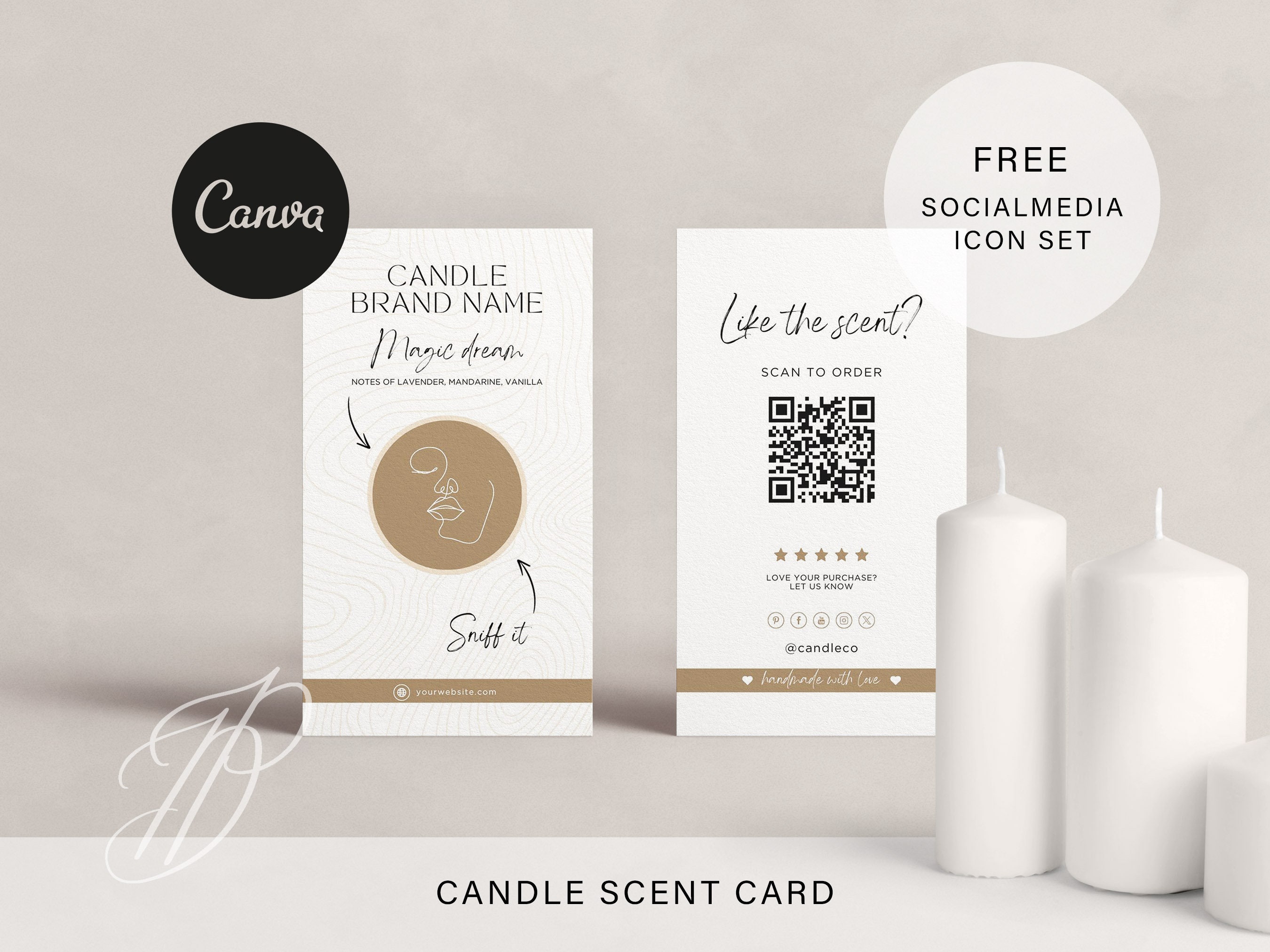 Candle Scent Card Template, Scent Tester Card, Editable Wax Melt ...