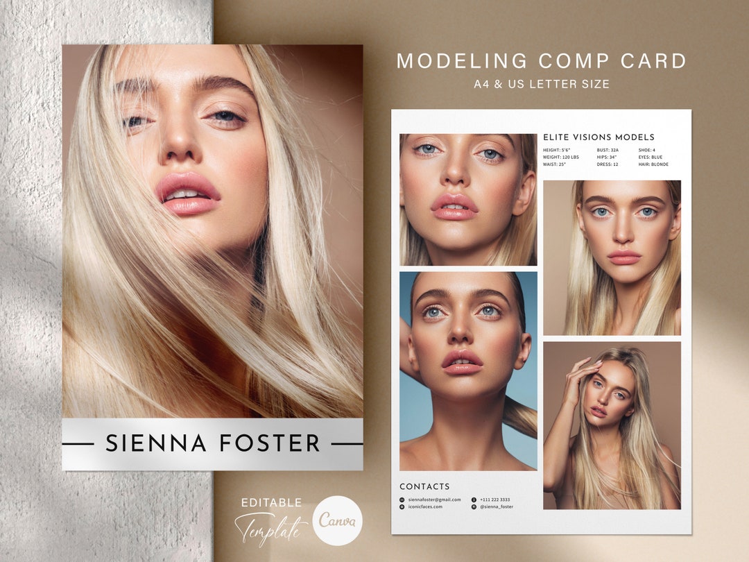 Model Comp Card | Fashion Model Zed Card | Canva Template | Model ...