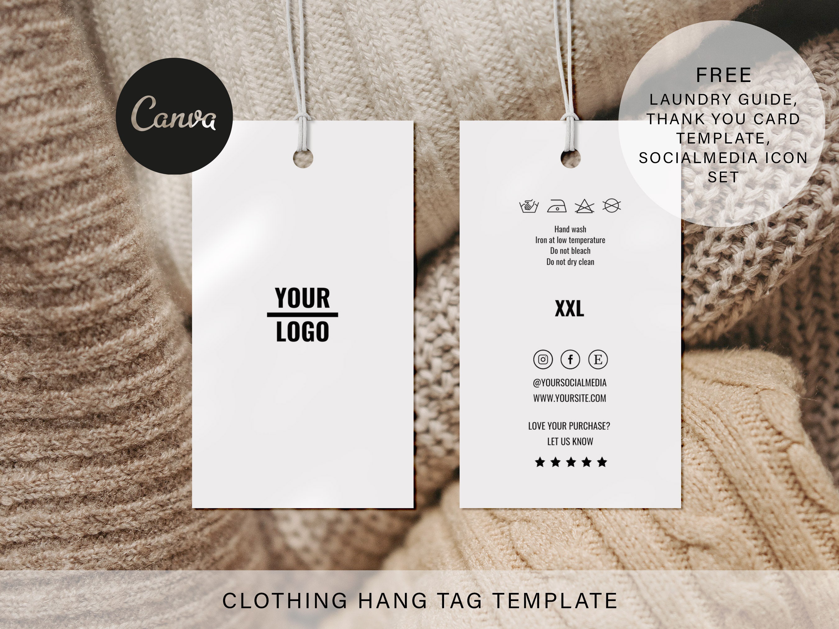 Customizable Clothing Hang Tags Template With Washing Instructions ...