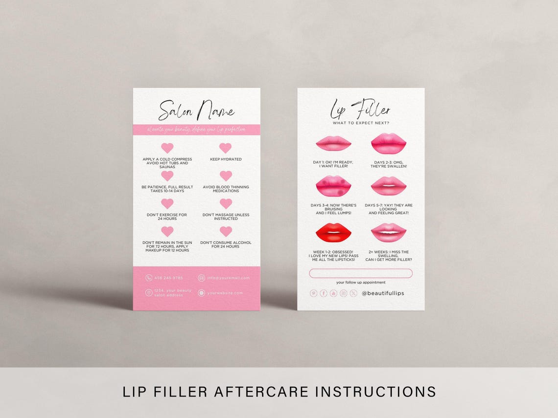 Lip Filler Aftercare Instructions Template | Editable Lip Filler ...
