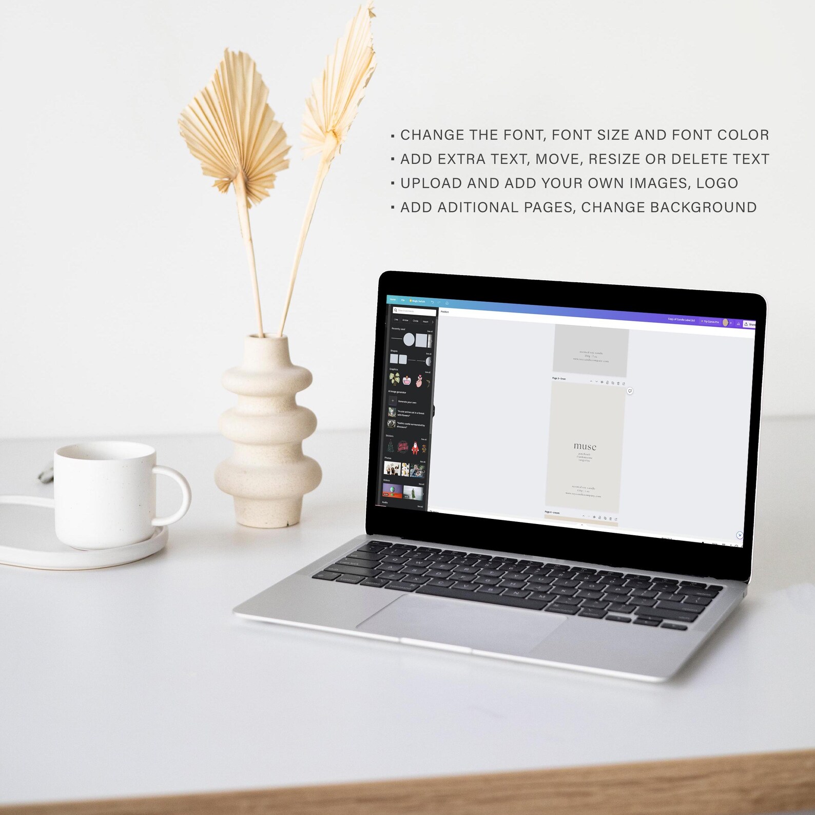 CANVA Candle Label Template, Minimalist Candle Label, Candle Packaging ...