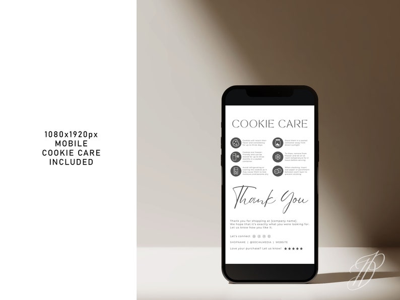 Cookie Care Card, Thank You Note for Customer, Cookie Tag, Instructions ...