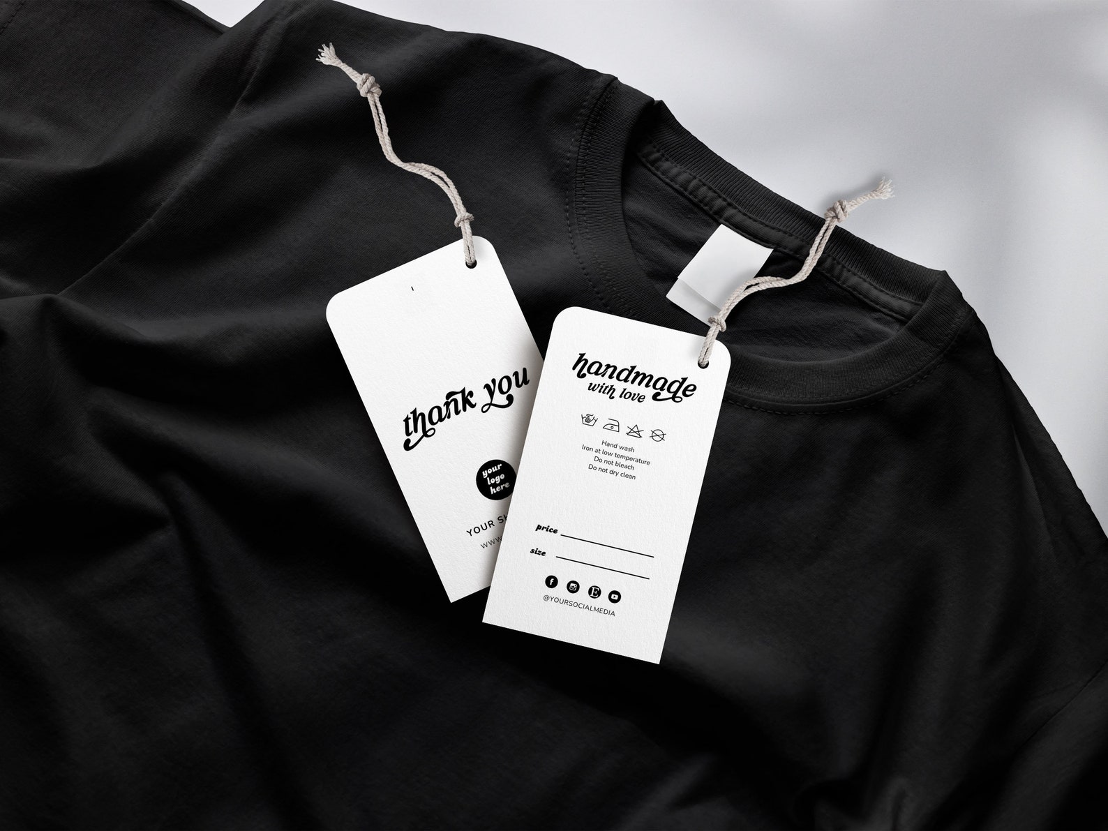 Editable Business Price Tag Template With Washing Instructions, Crochet ...