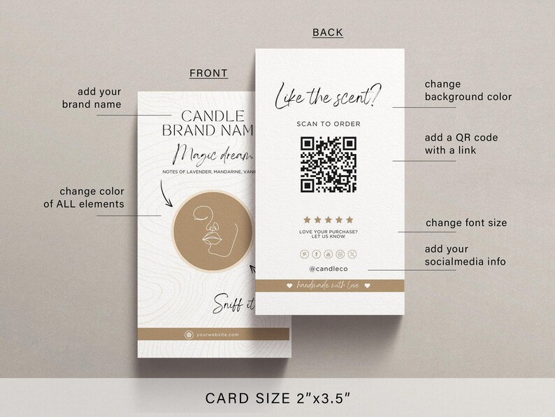 Candle Scent Card Template, Scent Tester Card, Editable Wax Melt ...