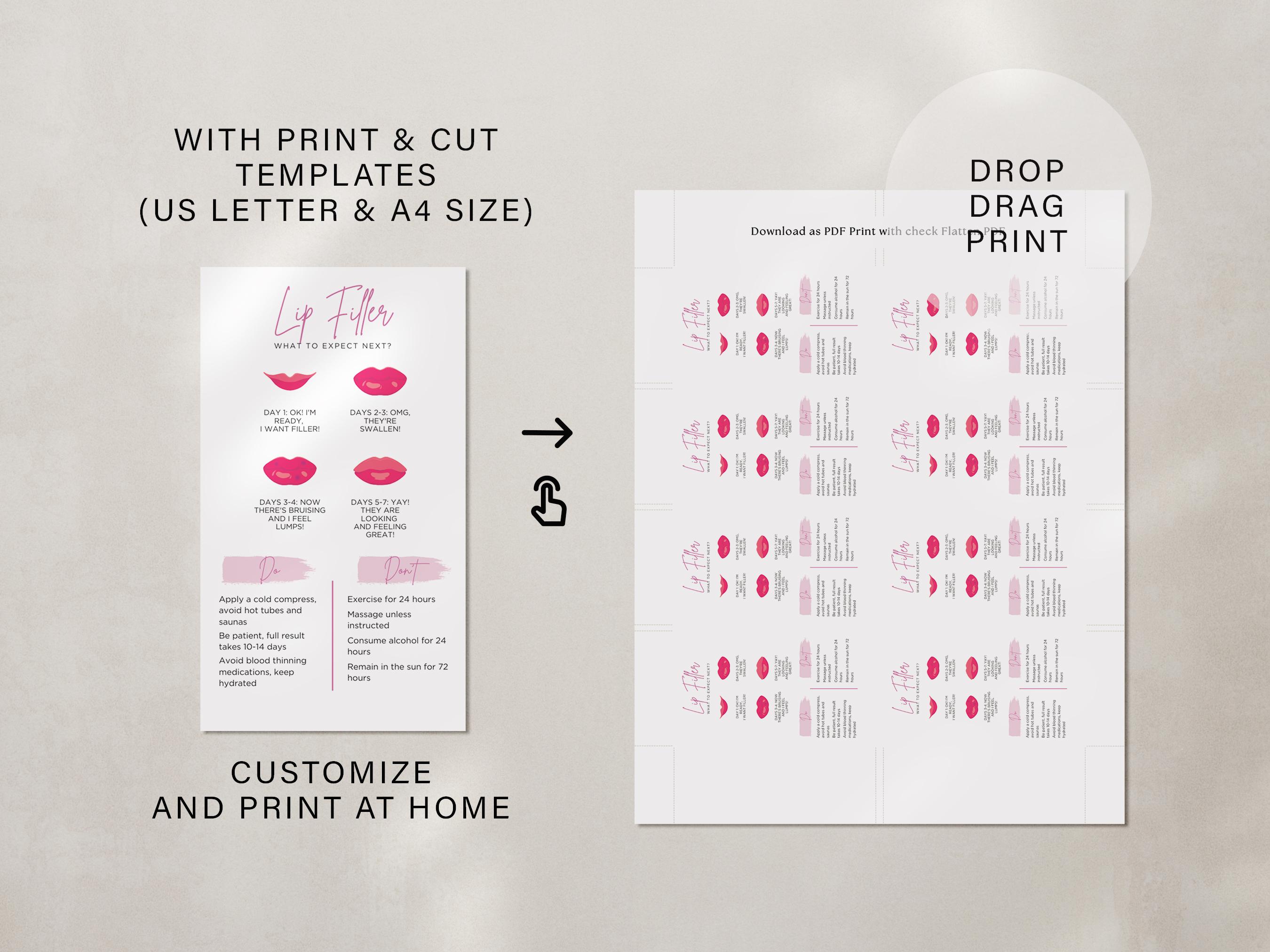 Lip Filler Aftercare Instructions Template | Editable Lip Filler ...