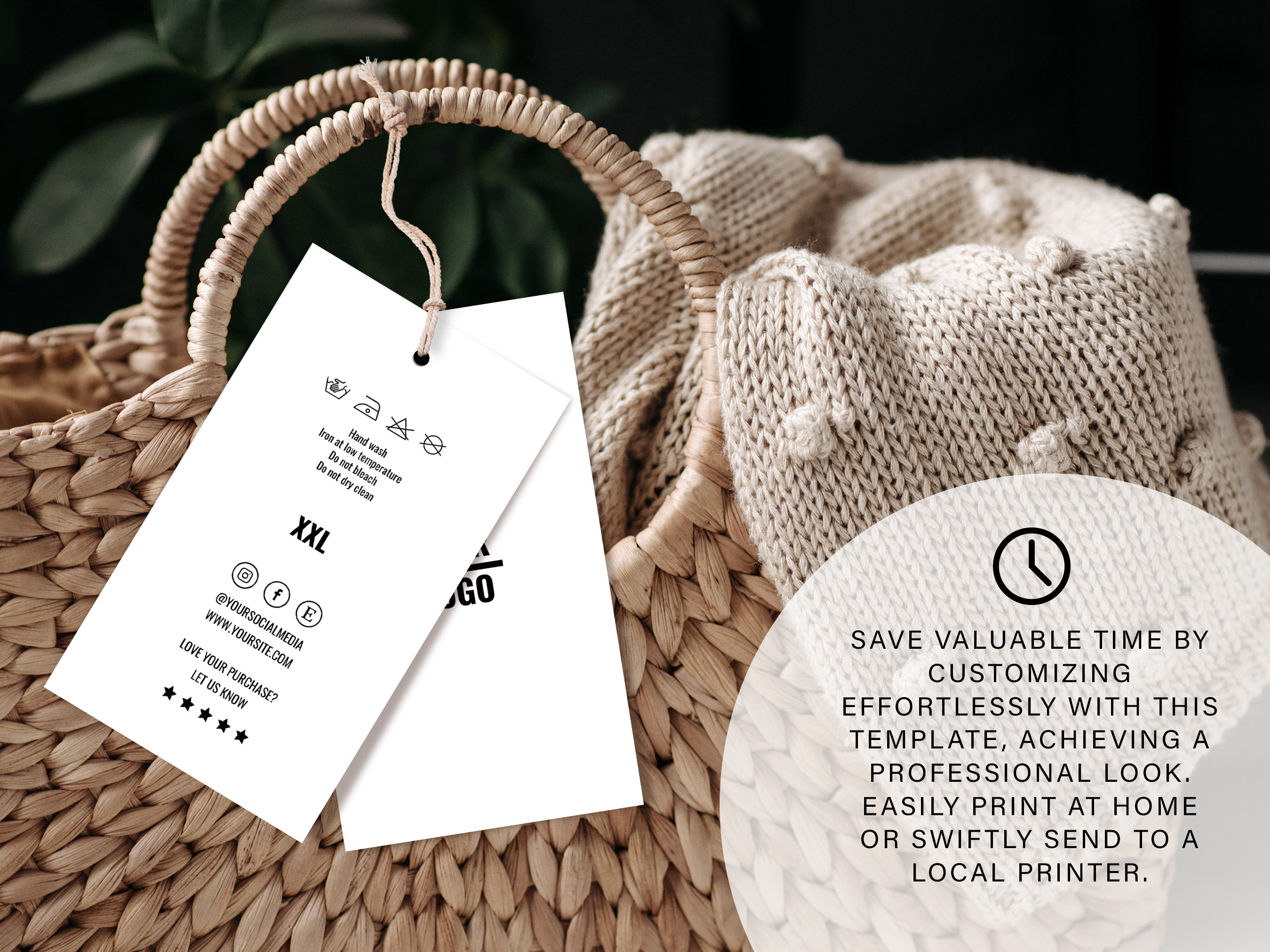 Customizable Clothing Hang Tags Template With Washing Instructions ...
