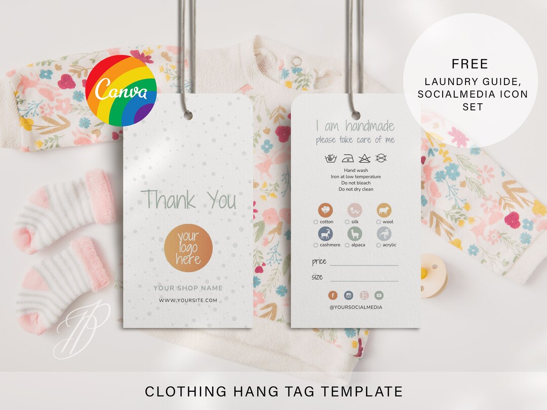 Children's Clothing Hang Tags Template With Washing Instructions ...