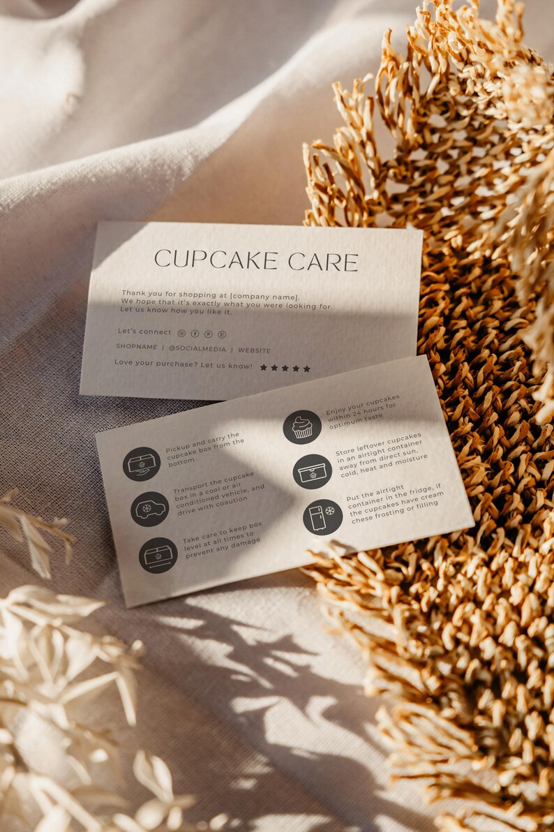 Cupcake Care Card, Thank You Note for Customer, Cupcake Tag ...