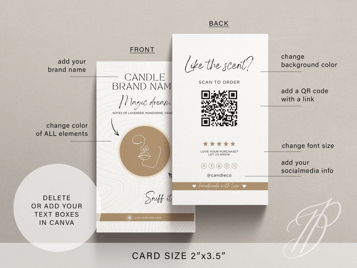 Candle Scent Card Template, Scent Tester Card, Editable Wax Melt ...