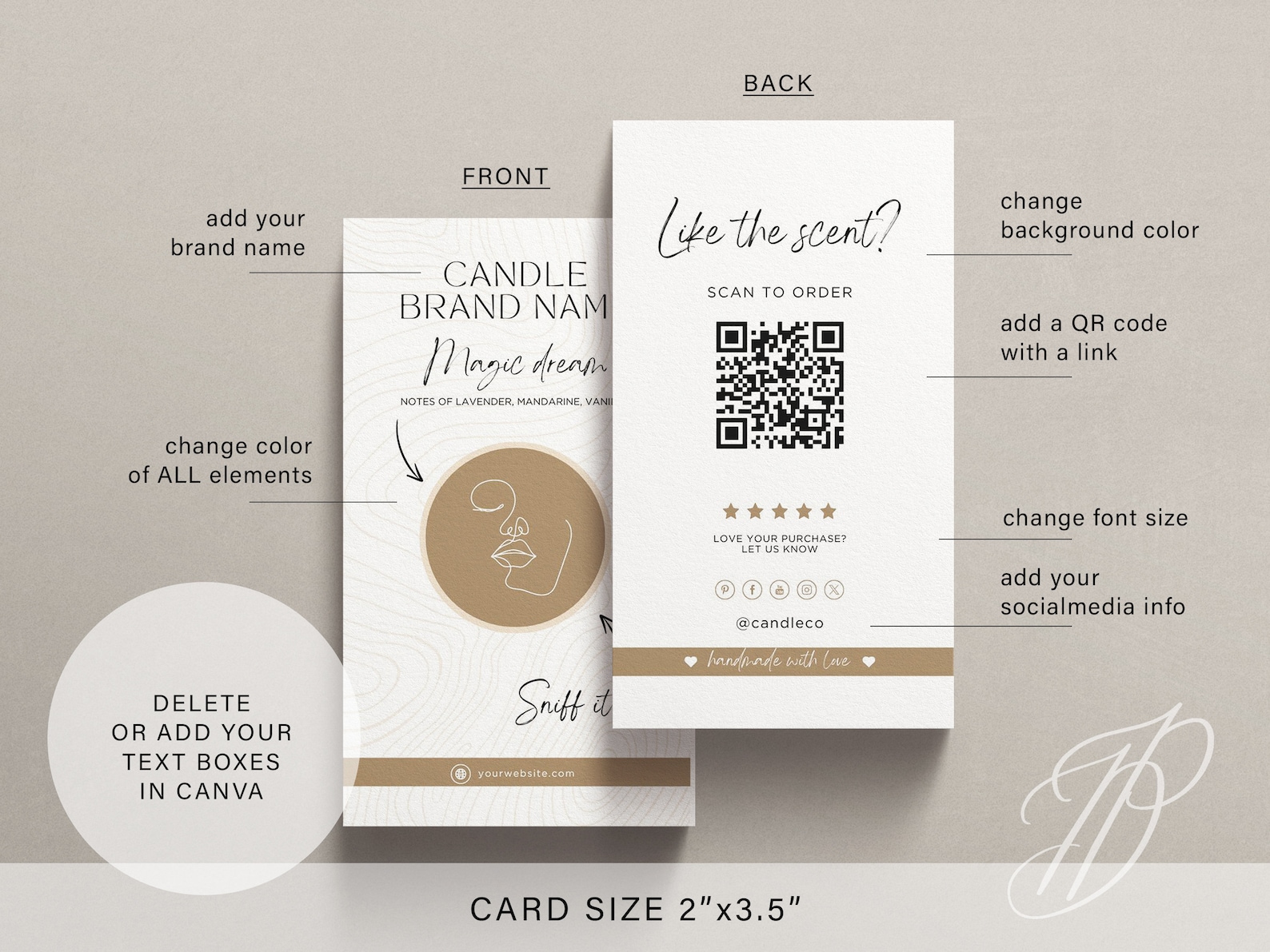 Candle Scent Card Template, Scent Tester Card, Editable Wax Melt ...