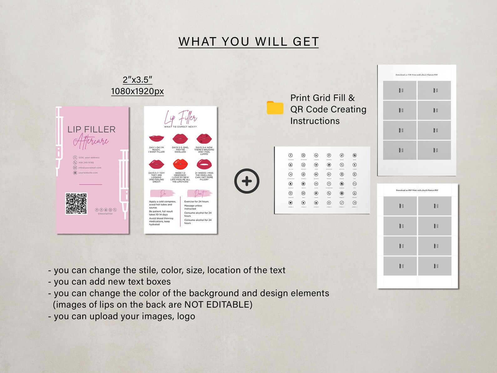 Lip Filler Aftercare Instructions Template | Editable Lip Filler ...