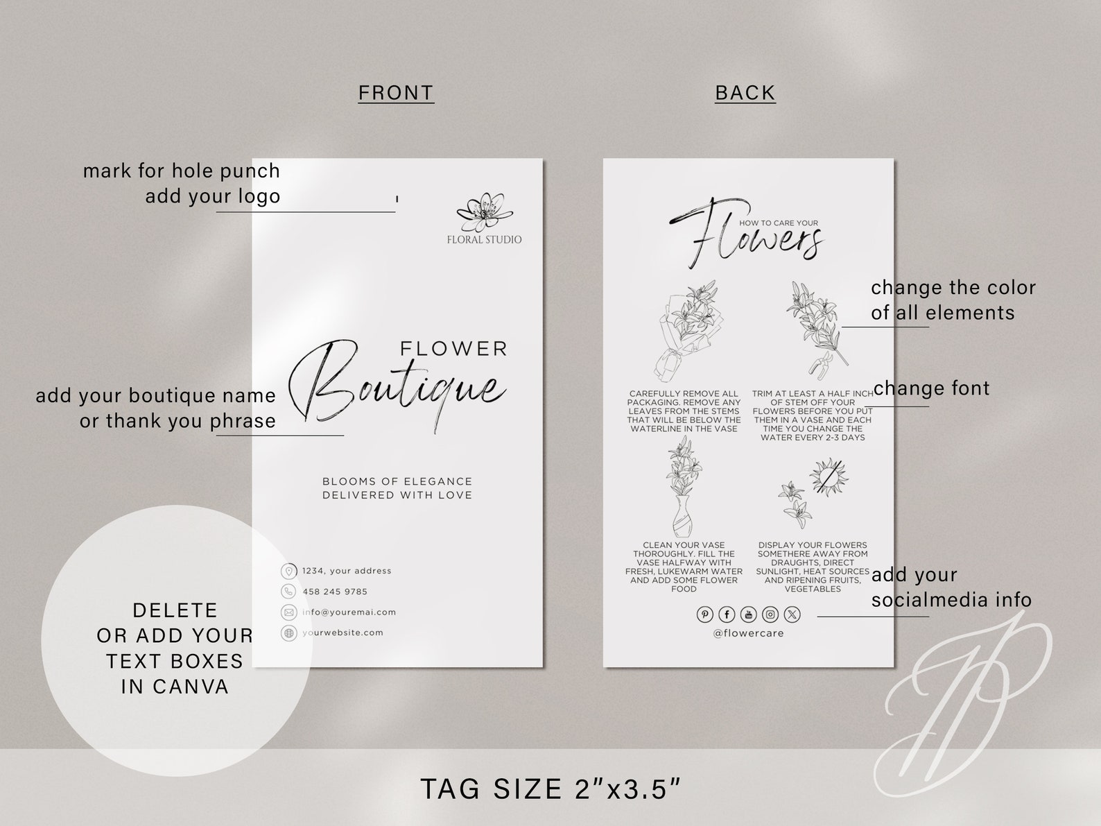 Flower Care Hang Tag Fresh Flower Plant Care Card Bouquet Care ...